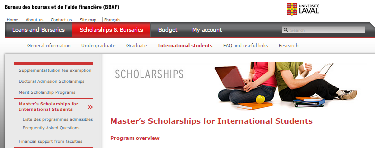 Master’s Scholarships for International Students, University of Laval ...