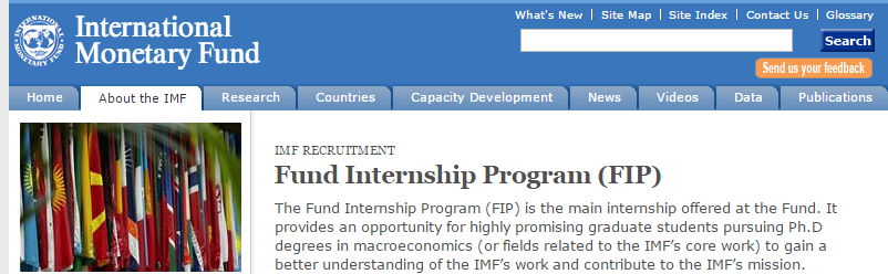 International Monetary Fund Internship Program, USA