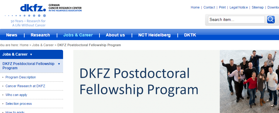 DKFZ Postdoctoral Fellowship Program, Germany