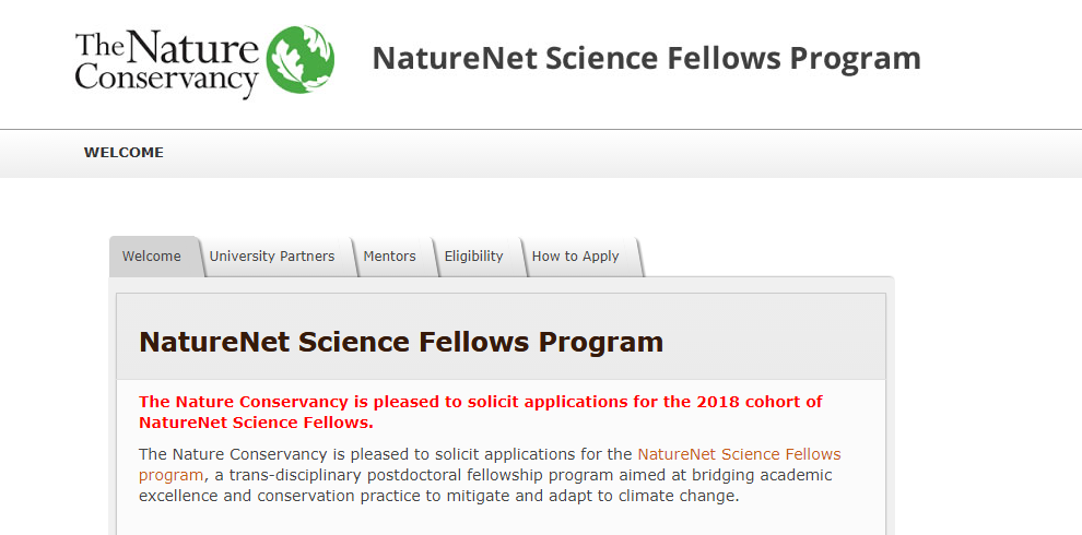 Nature Conservancy NatureNet Science Fellows Program 2018, USA