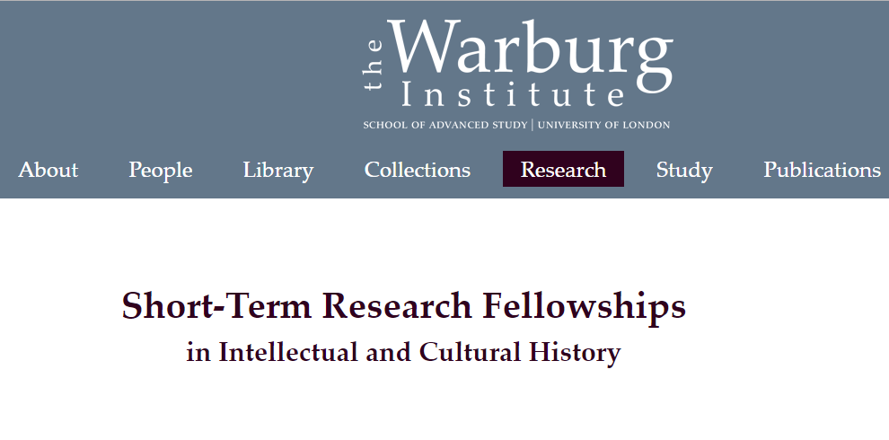 Warburg Institute Short-Term Research Fellowships in Intellectual and ...
