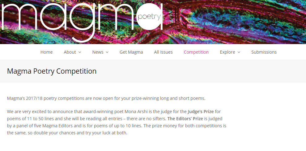 Magma Poetry Competition 2018